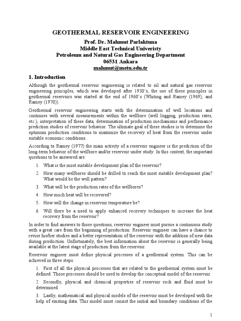 Geothermal Reservoir Engineering | PDF | Petroleum Reservoir | Phase ...
