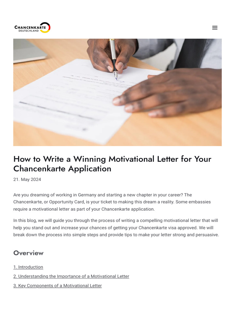 Writing Your Chancenkarte Motivation Letter | PDF | Motivation ...