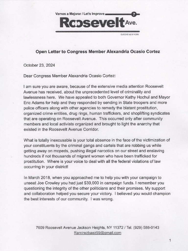 Open Letter To Congress Member Aoc 1 | PDF