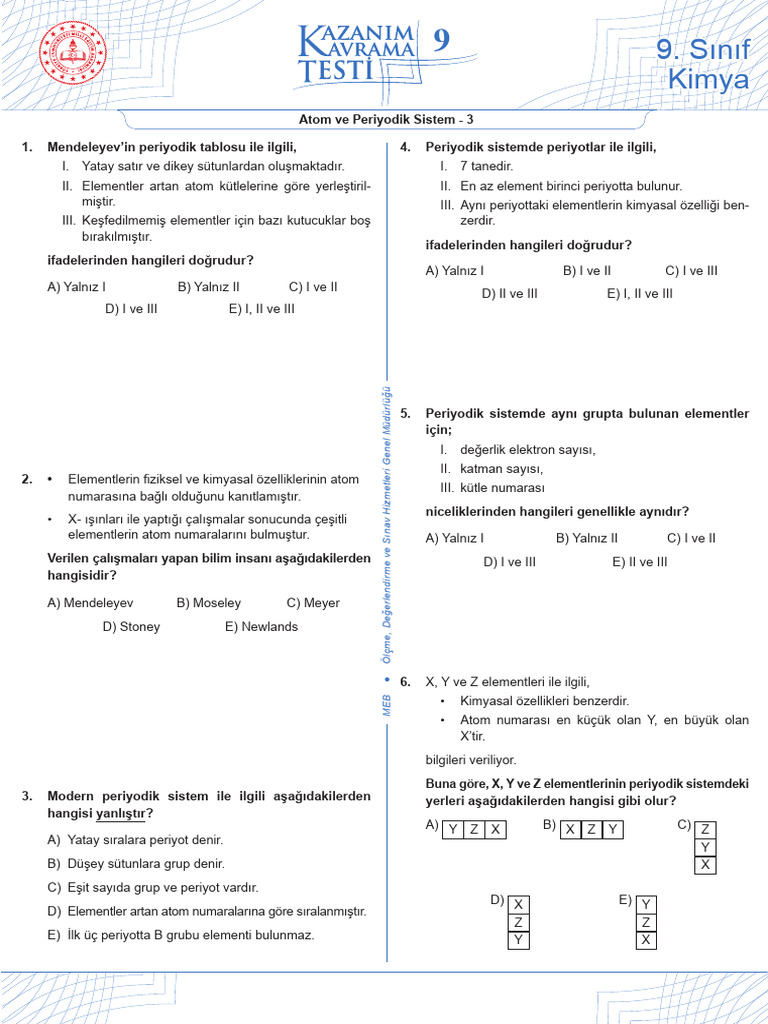 Sınıf 9. Sınıf Kimya Kimya | PDF