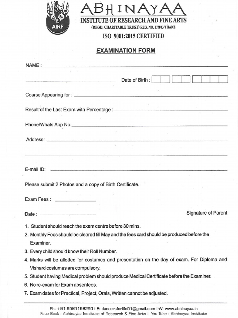 Exam Form | PDF