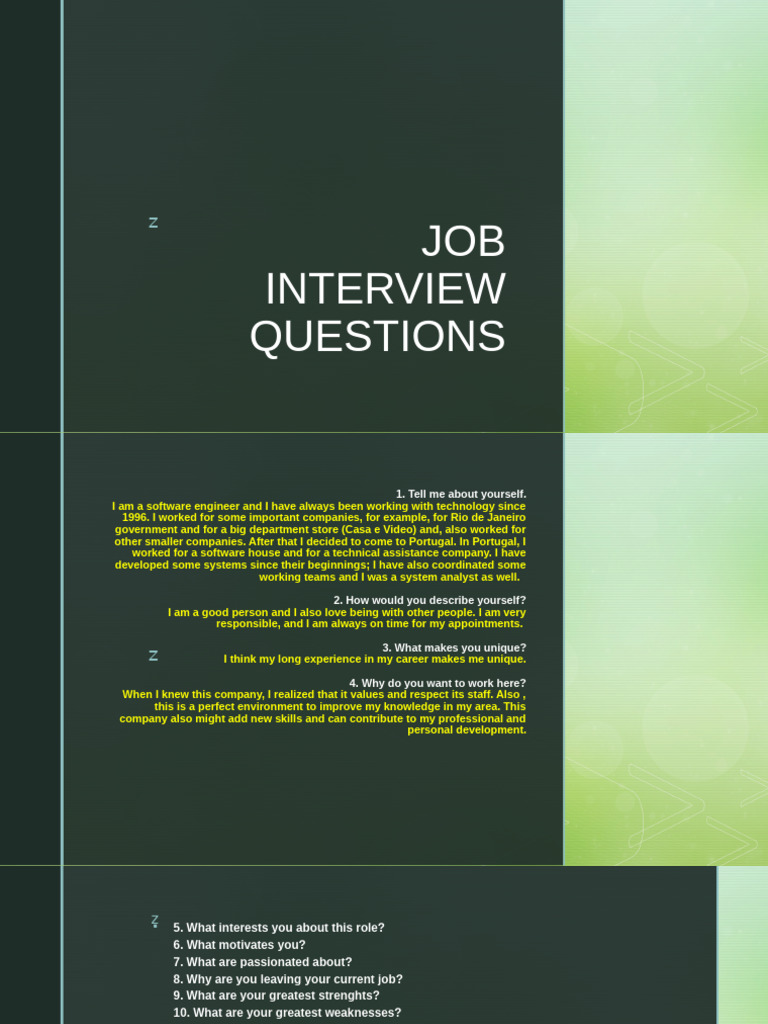 Job Interview Questions | PDF