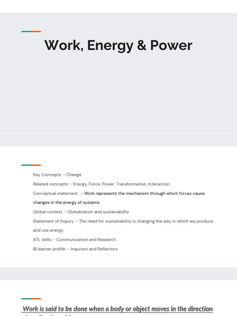 Work, Power and energy | PDF | Force | Electronvolt