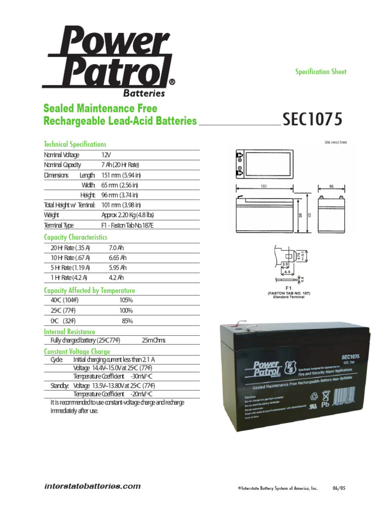 Alarm Battery Sec1075 | PDF