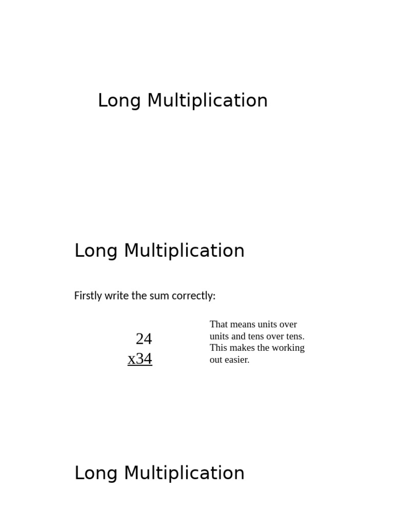 LO.1 Long Multiplication | PDF
