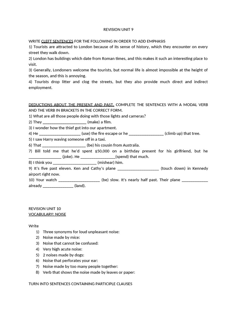 Revision U9 and 10 | PDF