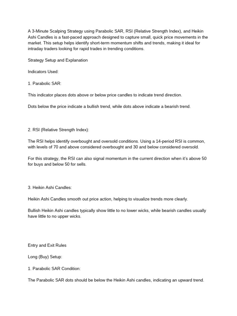 A 3-Minute Scalping Strategy Using Parabolic SAR, RSI (Relative ...