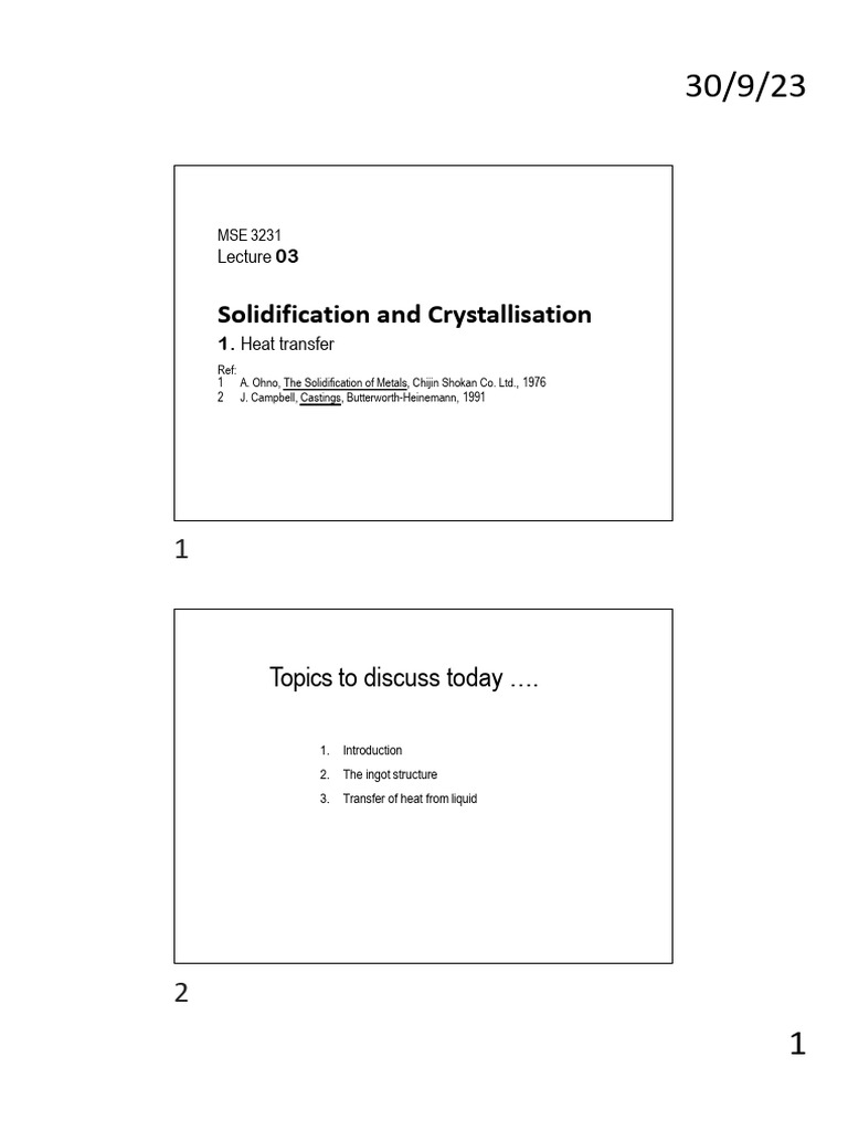 Lec 03 | PDF | Heat Transfer | Ingot Lec 03 | PDF | Heat Transfer | Ingot