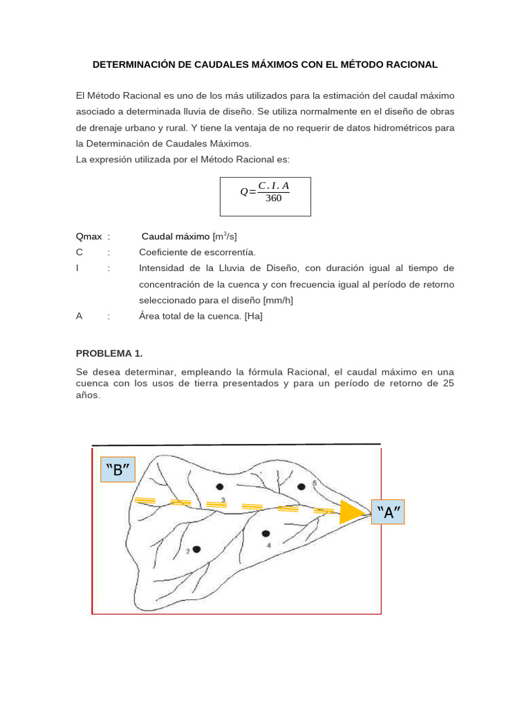 Ejercicio Caudal Maximo-Metodo Racional | PDF | Ciencias de la Tierra | Hidrología