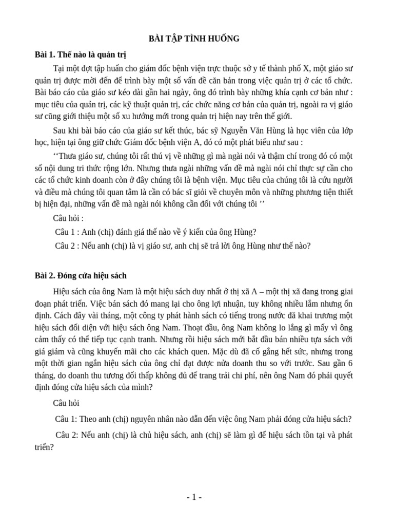 1. Bài tập tình huống QTH | PDF