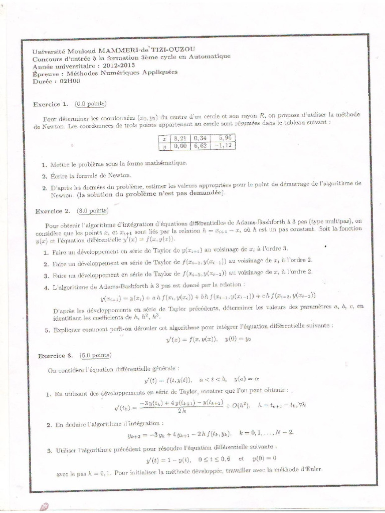 Méthodes Numériques Appliqués-UMMTO | PDF