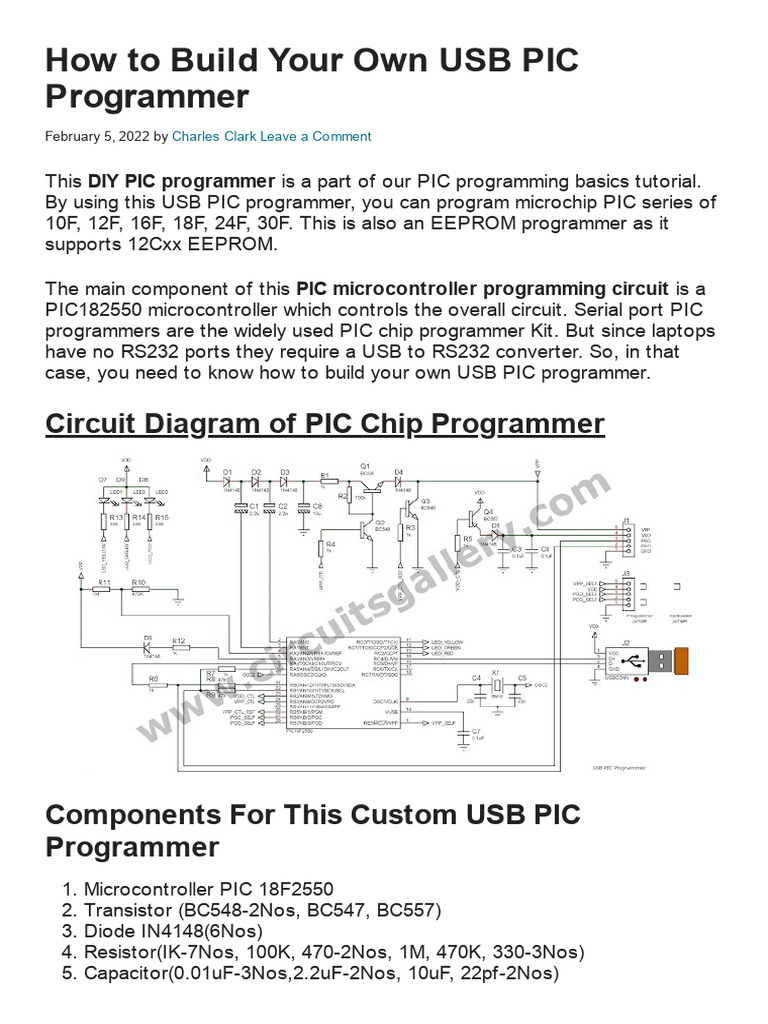 How to Build Your Own USB PIC Programmer - Circuits Gallery | PDF