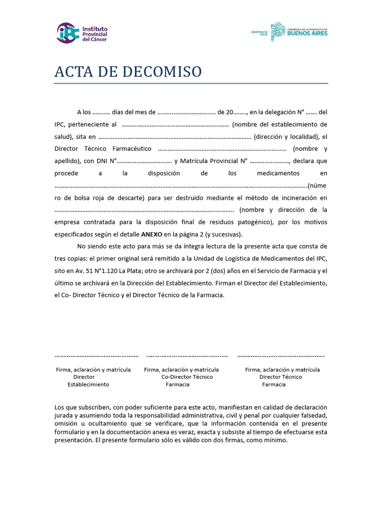 Acta-de-Decomiso-1 | PDF | Farmacia