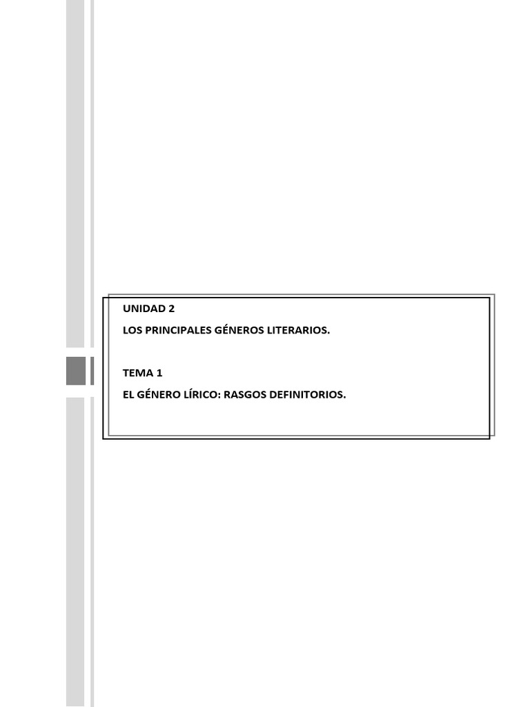 U2.tema 1 Los Principales Géneros Literarios | PDF | Poesía | Rima