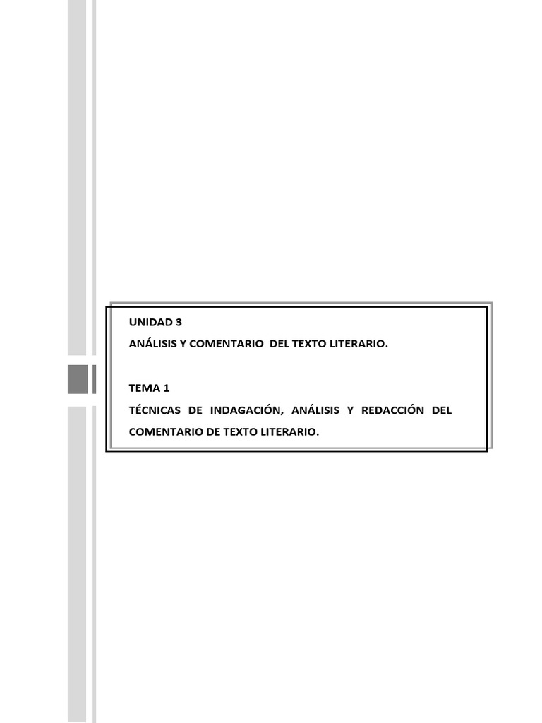 U3.tema 1 Técnicas de Indagación, Análisis y Redacción de Comentarios de Texto Literario | PDF ...