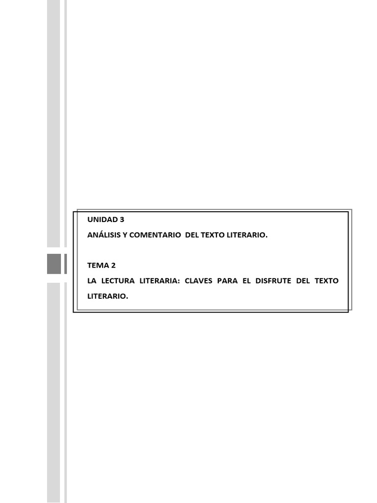 U3.Tema 2 La Lectura Literaria: Claves para El Disfrute Del Texto Literario | PDF | Novelas ...