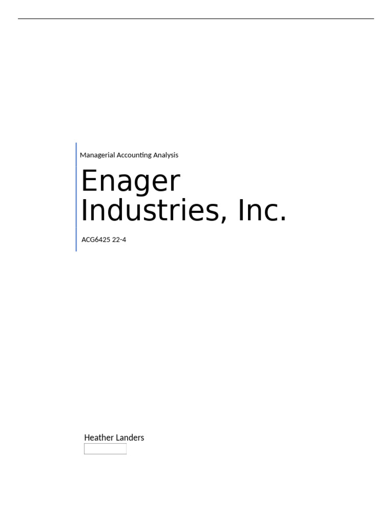 Enager Industries Proposal Analysis | PDF | Investing | Book Value