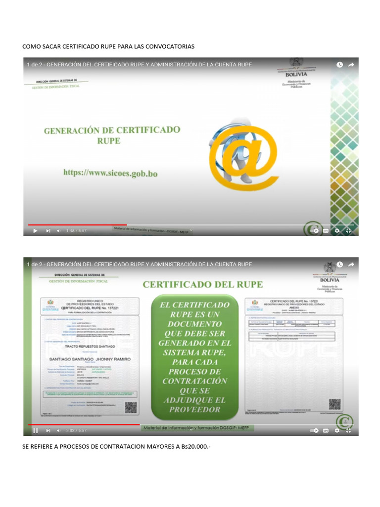 013 Como Sacar Certificado RUPE para Las Convocatorias | PDF