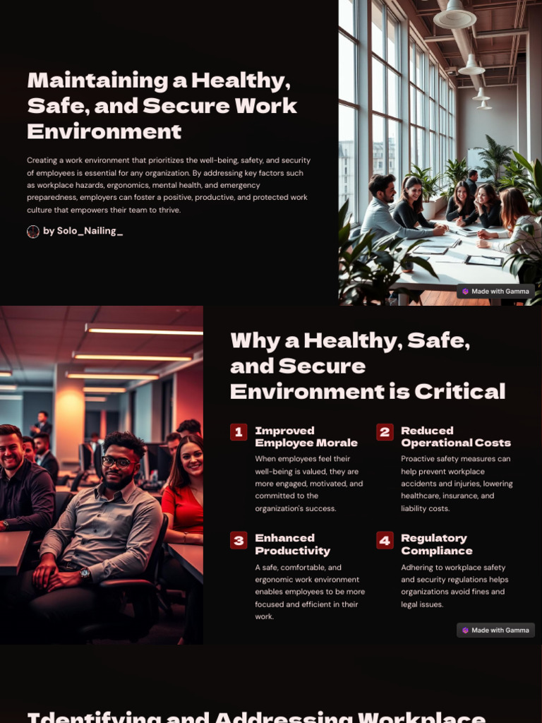 Maintaining A Healthy Safe and Secure Work Environment | PDF ...