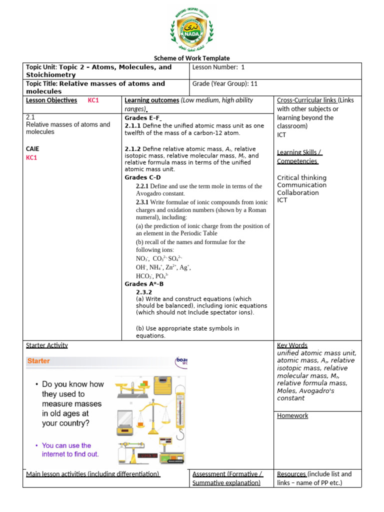 Topic 04 SOW - States of Matter | PDF | Molecules | Mole (Unit)