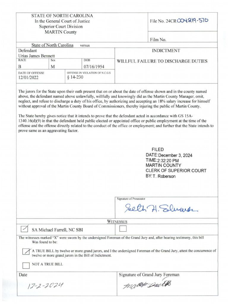James Bennett Indictment | PDF | Grand Jury | Justice