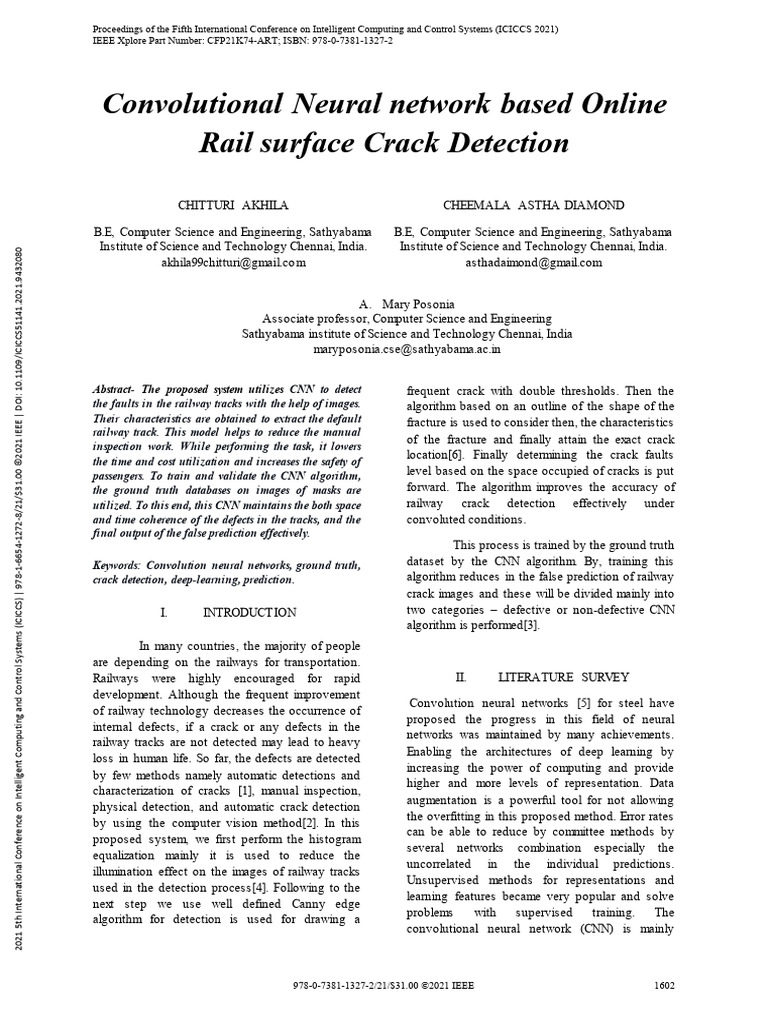 Convolutional Neural Network Based Online Rail Surface Crack Detection