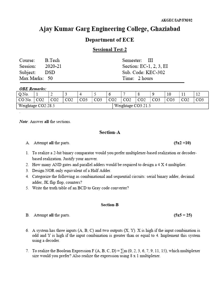 ST2 QP | PDF | Electronic Circuits | Digital Electronics