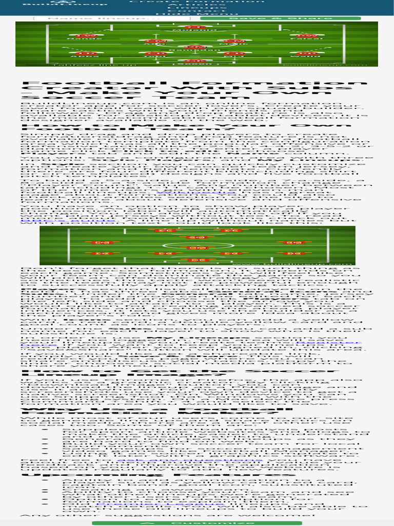 Football Formation Creator - Make Your Team and Share Tactics | PDF | Icon (Computing ...