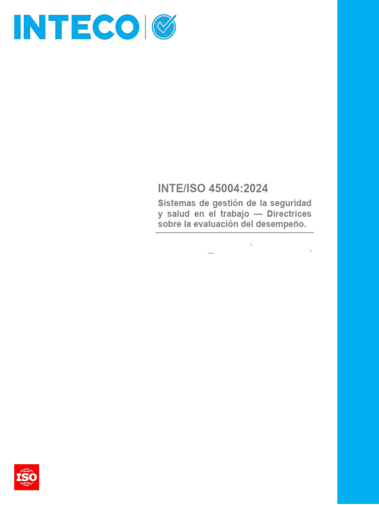 INTE ISO 45004 2024 Sistemas de Gestión de La Seguridad y Salud en El Trabajo - Directrices ...
