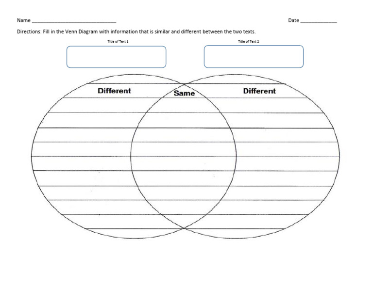 Comparing Two Texts Venn Diagram with Lines | PDF