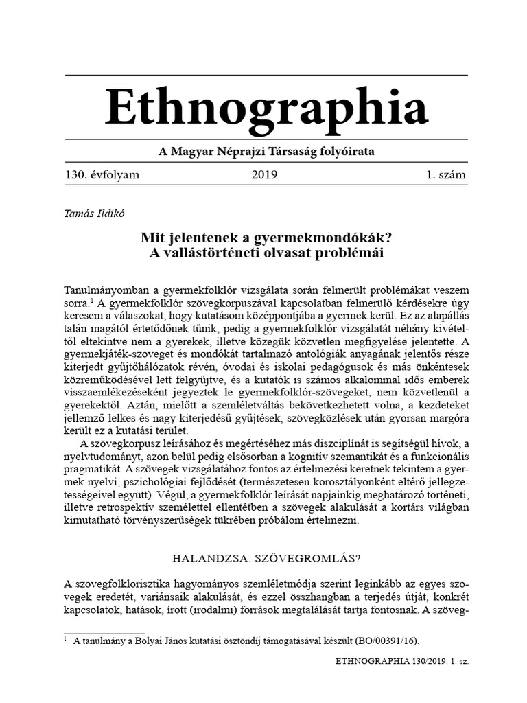 Ethnographia2019 1 SZ | PDF