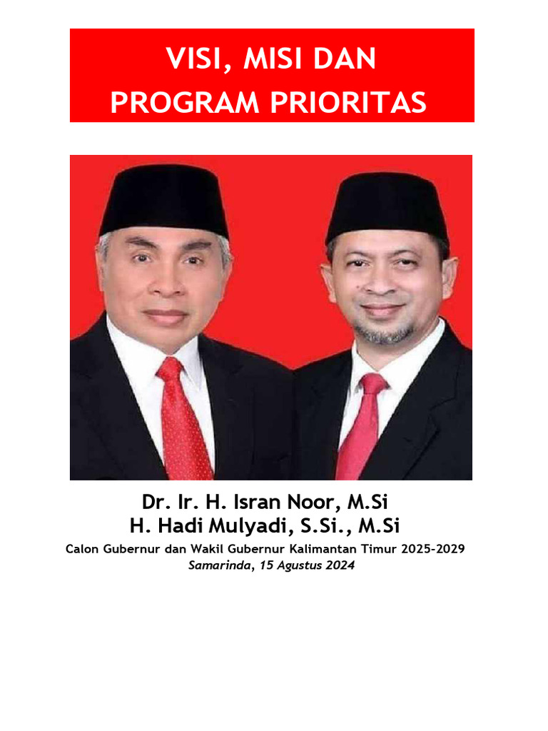 3444 Visi Dan Misi Paslon Isran Noor Hadi Mulyadi | PDF