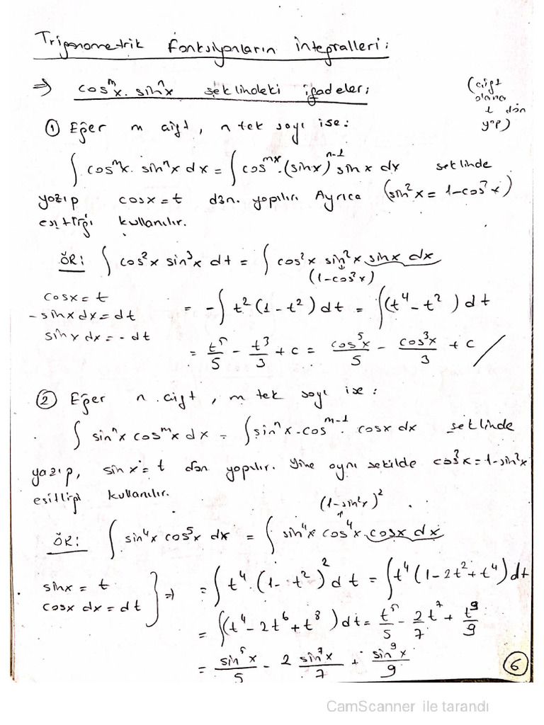 Belirsiz Ä°ntegral Konu Anlatä Mä 2 (Gmatematik I 13. Hafta) Ders Notu | PDF