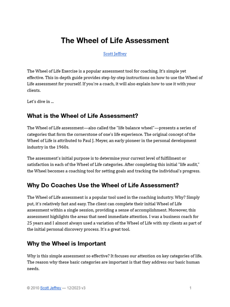 Wheel-of-Life-Assessment-Scott-Jeffrey | PDF | Psychology