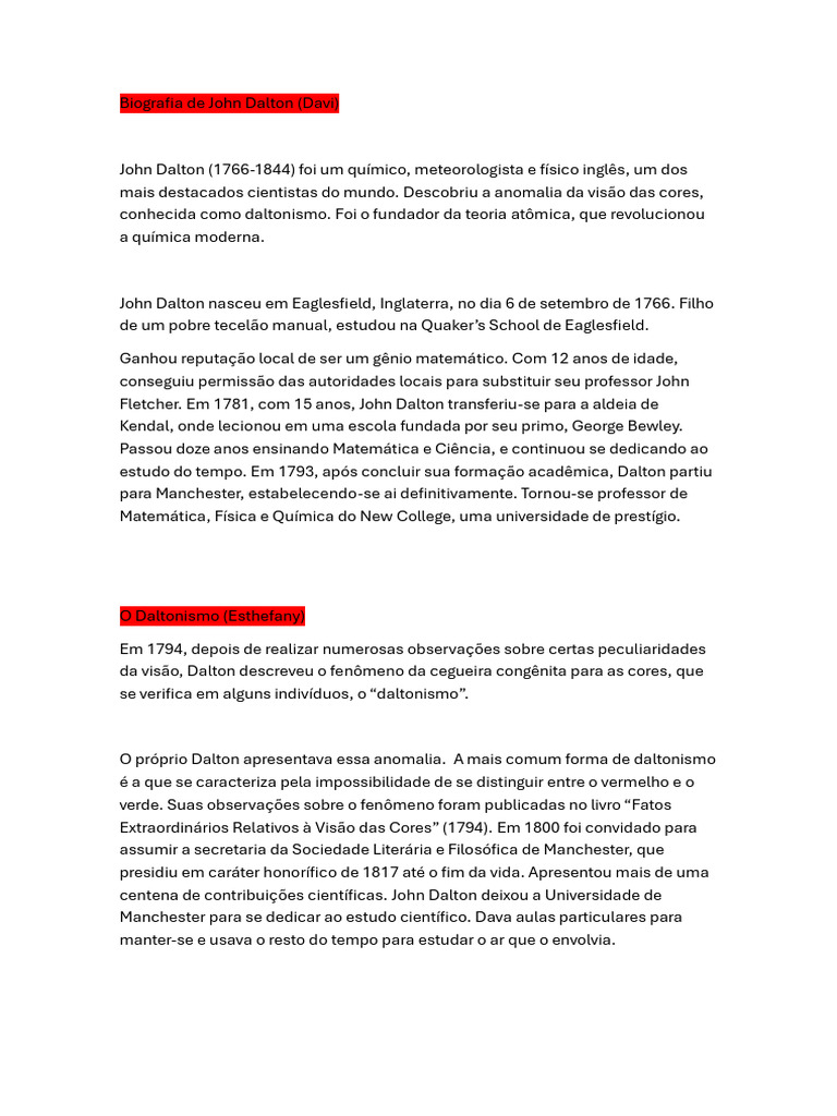 John Dalton | PDF | Átomos | Química
