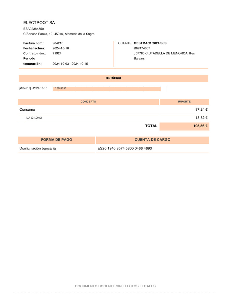 Factura Electrónica de ELECTROQT SA | PDF