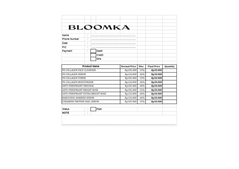 Nota Bloomka JxB Fix | PDF