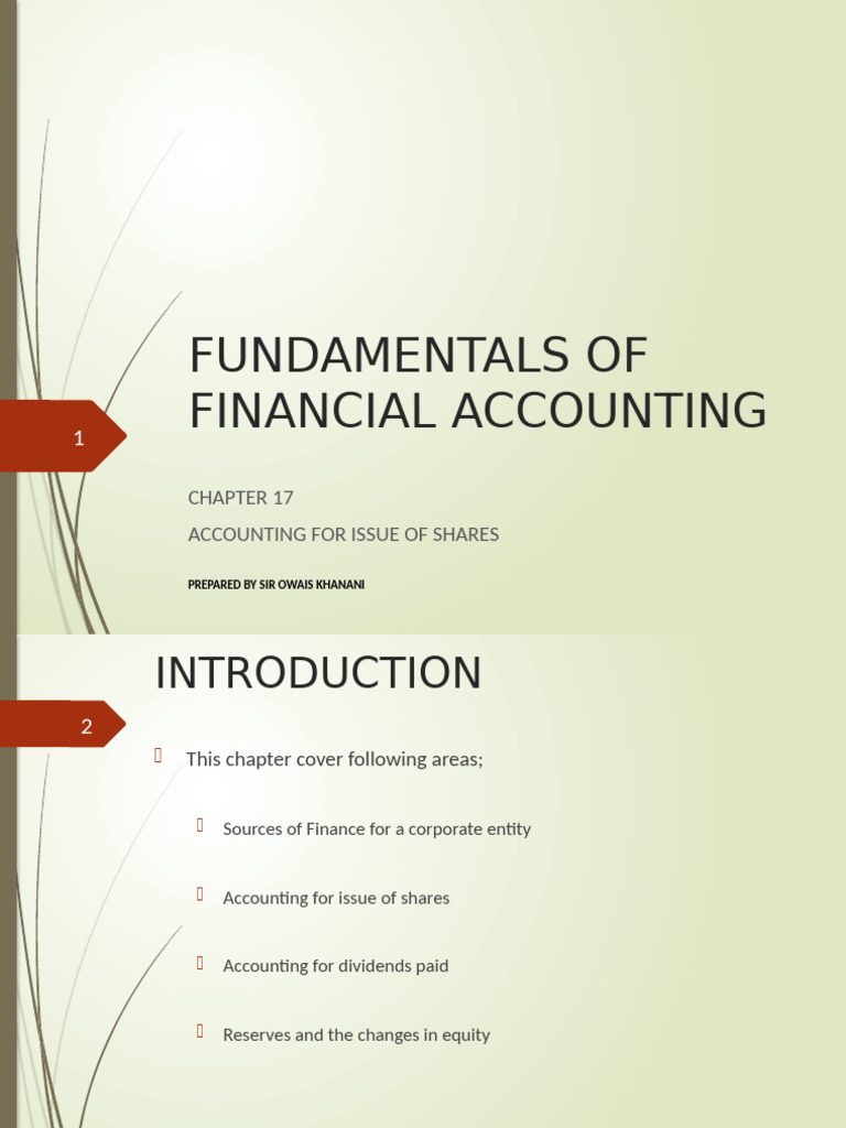 Chapter 17 Accounting For Issue of Shares | PDF | Dividend | Debt