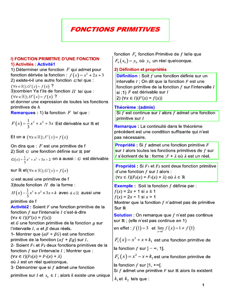 Fonctions Primitives | PDF
