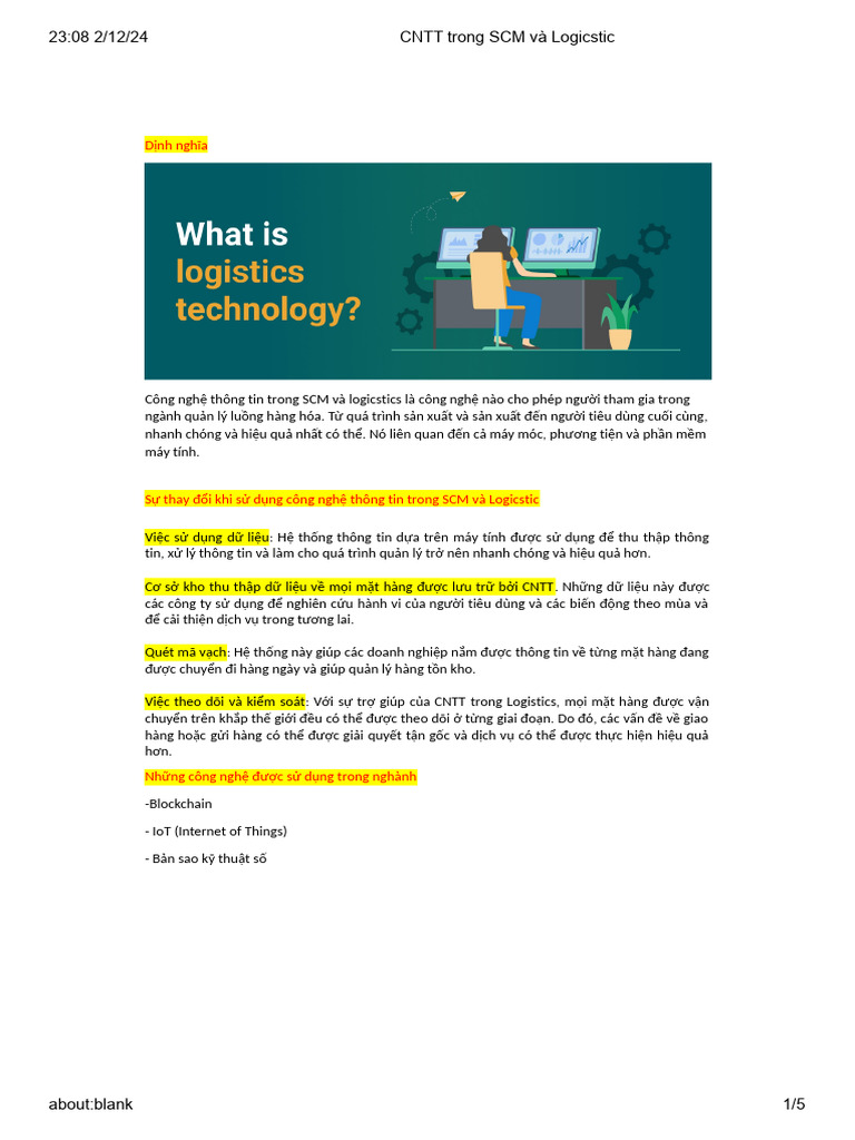 CNTT Trong SCM Và Logicstic | PDF