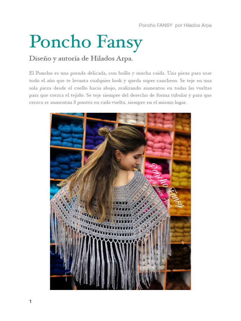 Poncho Fansy: Patrón de Hilados Arpa | PDF