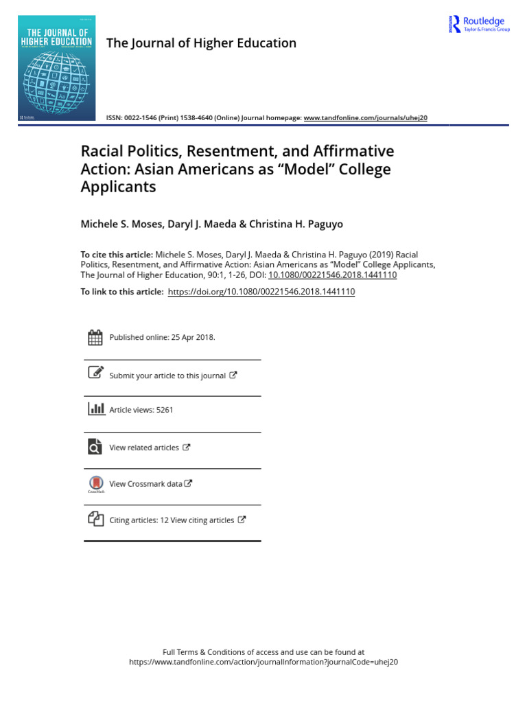 Racial Politics Resentment and Affirmative Action Asian Americans As ...