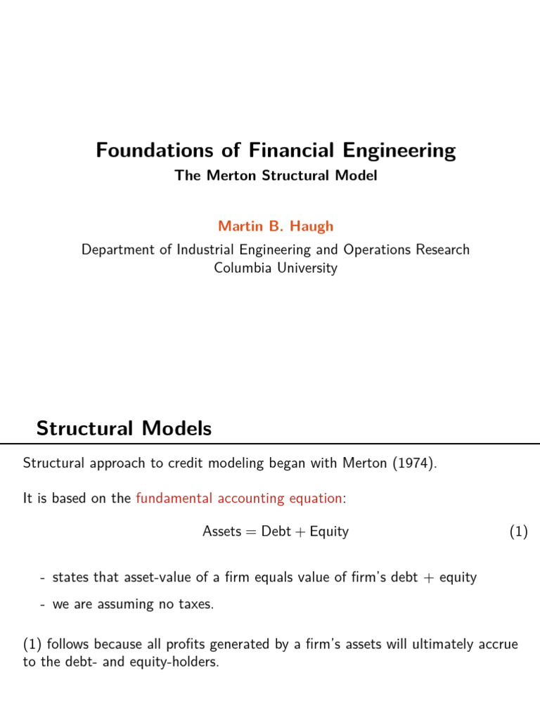 Credit-Models-slides (1) | PDF | Equity (Finance) | Poisson Distribution