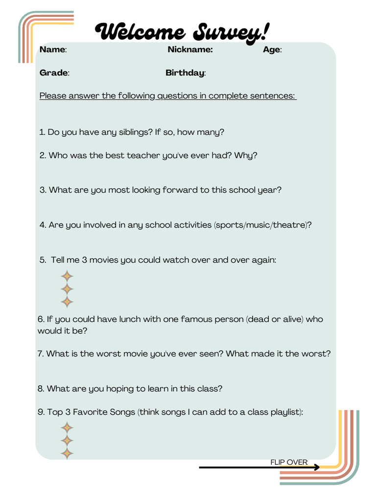 Student Welcome Survey | PDF