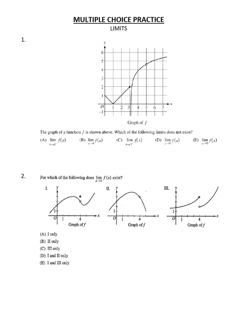 Calculus Limits & Continuity Quiz | PDF