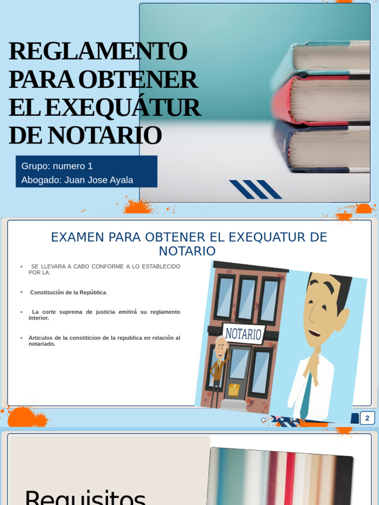 REGLAMENTO PARA OBTENER EL EXEQUÁTUR DE NOTARIO precentacion | PDF ...