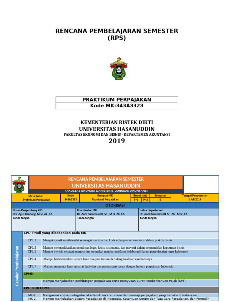 62 - RPS - Praktikum Perpajakan | PDF