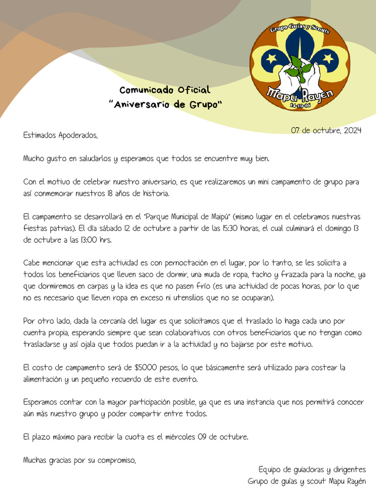 Comunicado Aniversario - 20241007 - 125054 - 0000 | PDF