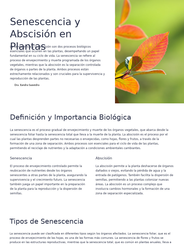Senescencia y Abscisión en Plantas | PDF | Hormona Vegetal | Senectud