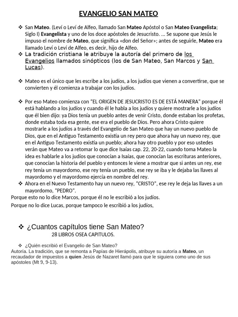 EVANGELIO SAN MATEO. | PDF | Evangelio de Mateo | Jesús